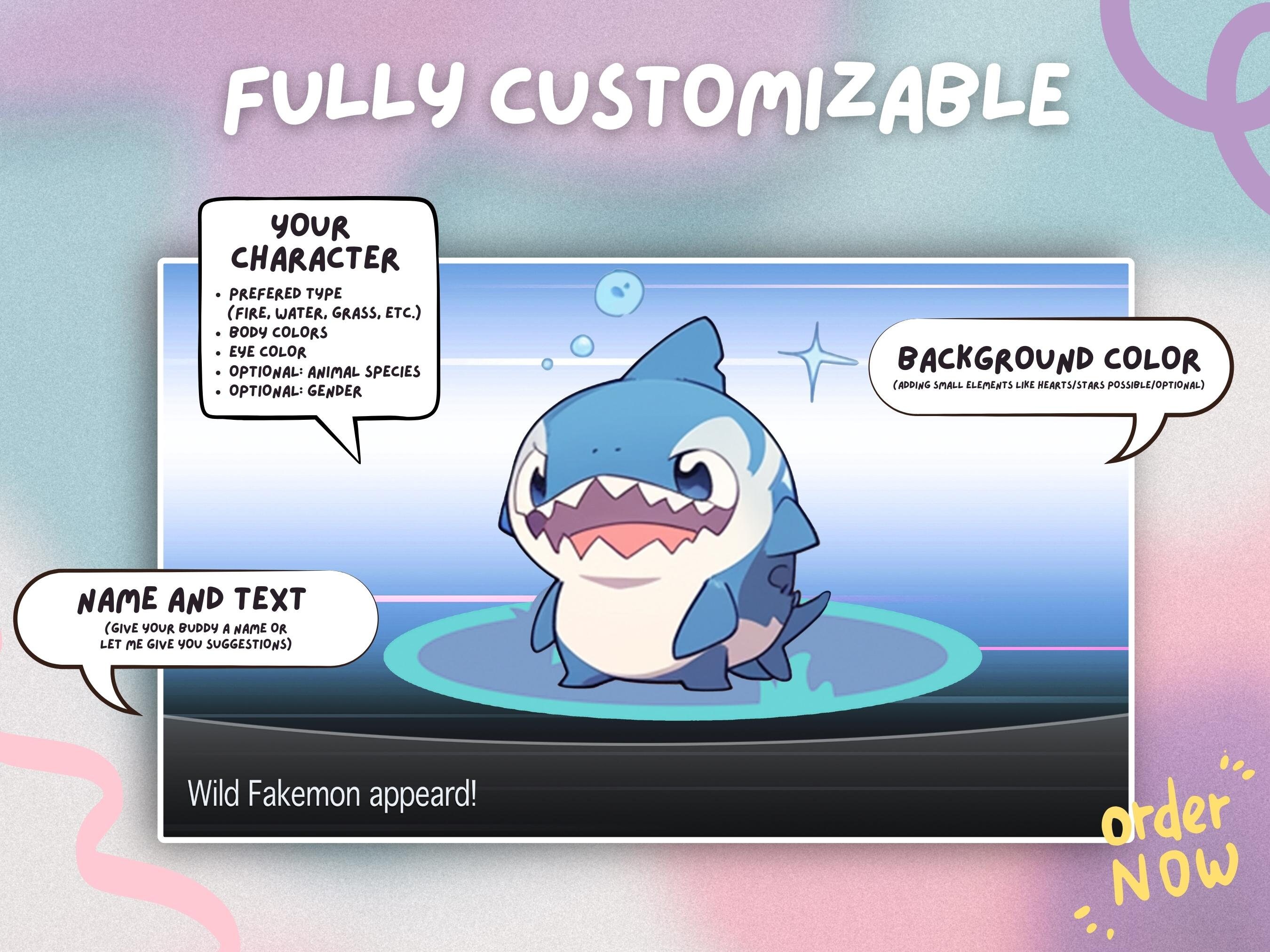 CUSTOM ANIME FAKEMON Pokemon Digital Download Portrait Cartoon Artwork ...