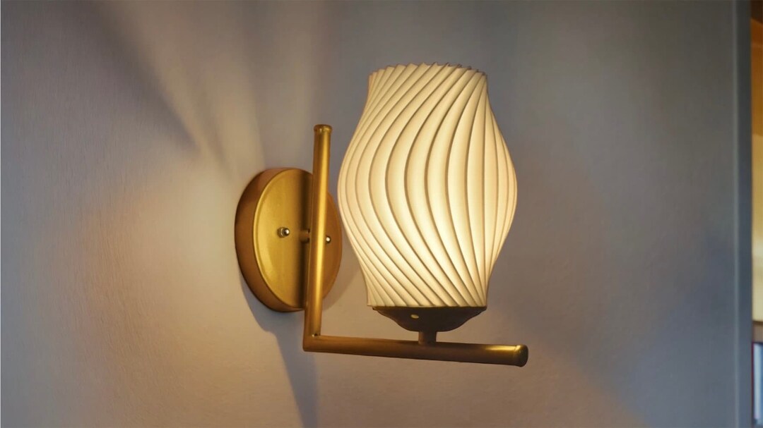 Spiral Aesthetic Wall Lamp Shade With Golden Fixture Wall - Etsy
