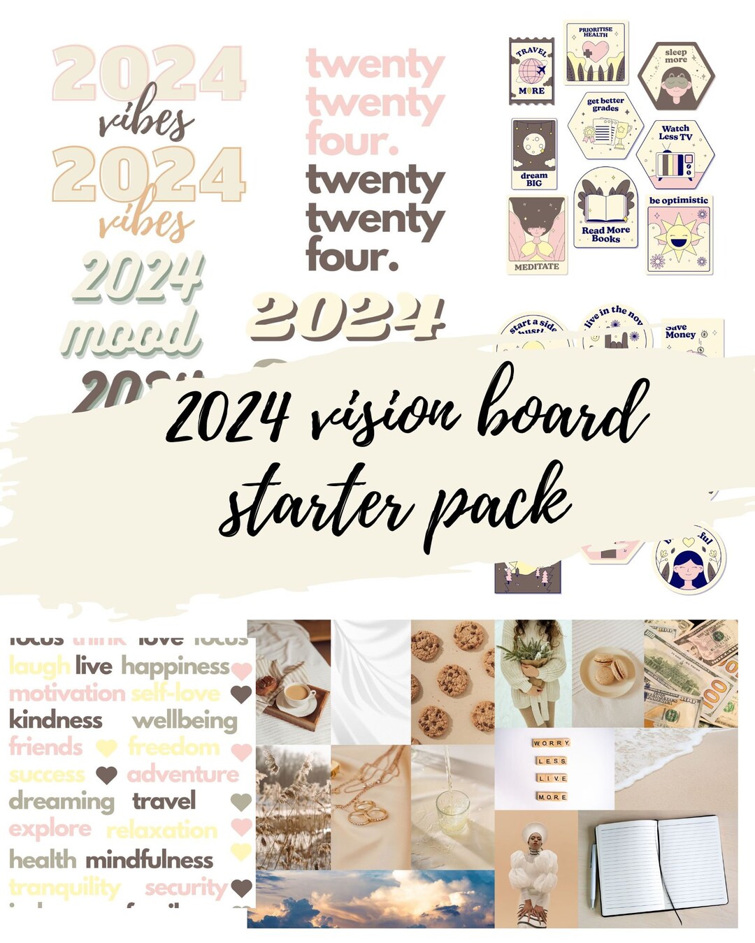 2024 Vision Board Starter Pack in Neutral Theme - Etsy Canada