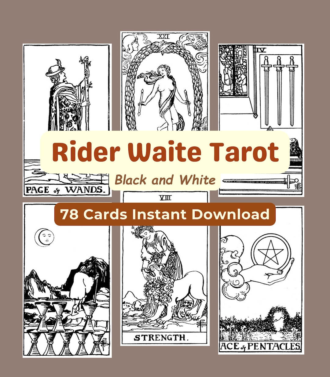 Rider Waite Tarot, Black and White, Rider Waite Smith Tarot, Classic ...