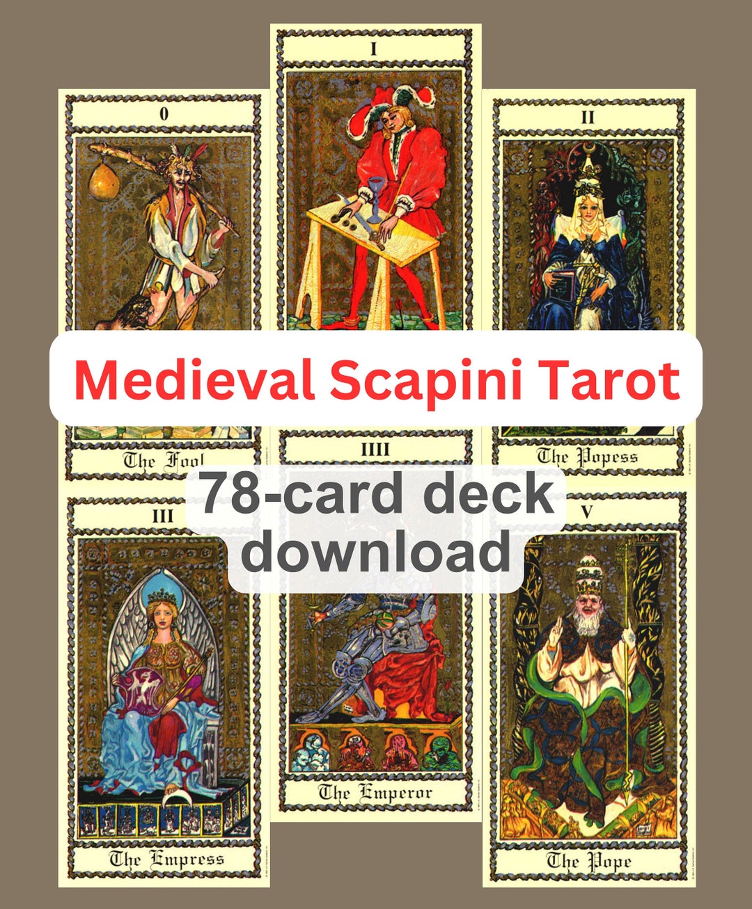 Medieval Scapini Tarot, Mythology, Vintage Card Deck, Instant Download ...