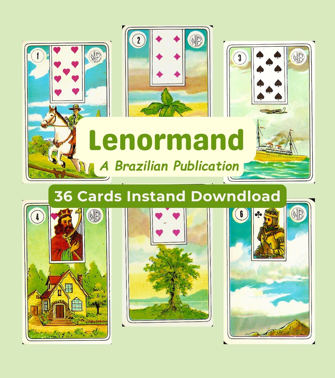 Printable Lenormand Card, Petit Lenormand, Vintage Card Deck, Instant ...