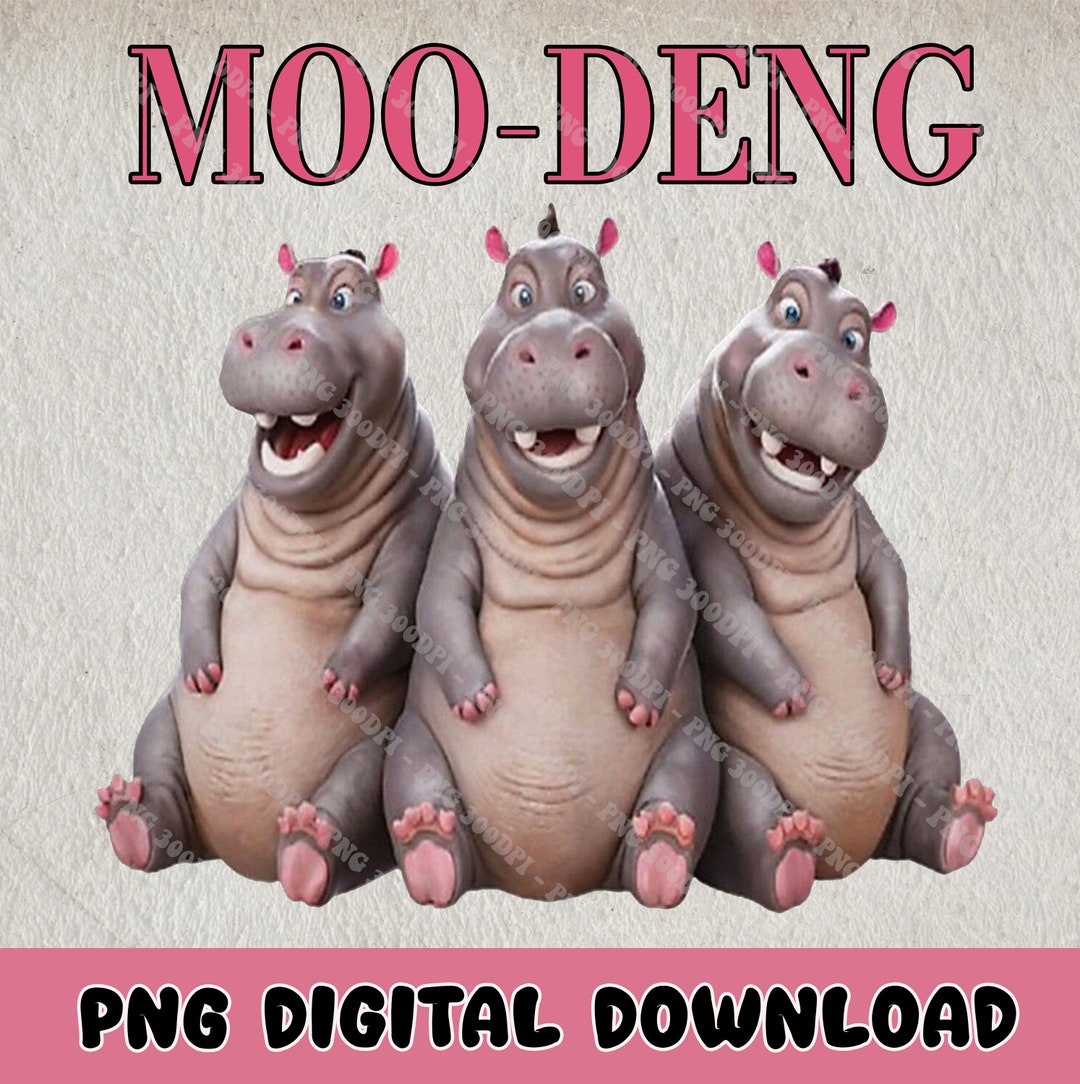 Moo Deng Cute Cartoon Png, Pygmy Hippo Png, Baby Hippopotamus Png, Moo ...