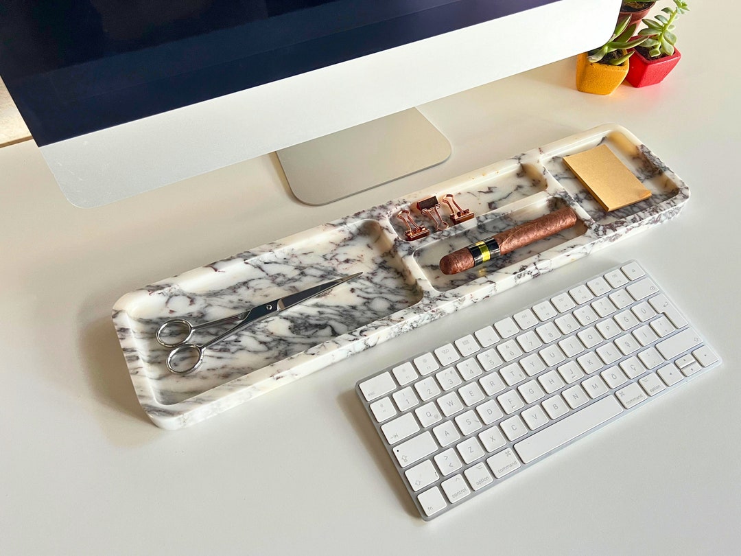 One-of-a-kind Marble Desk Organizer, Handcrafted Violet Marble Tray for ...