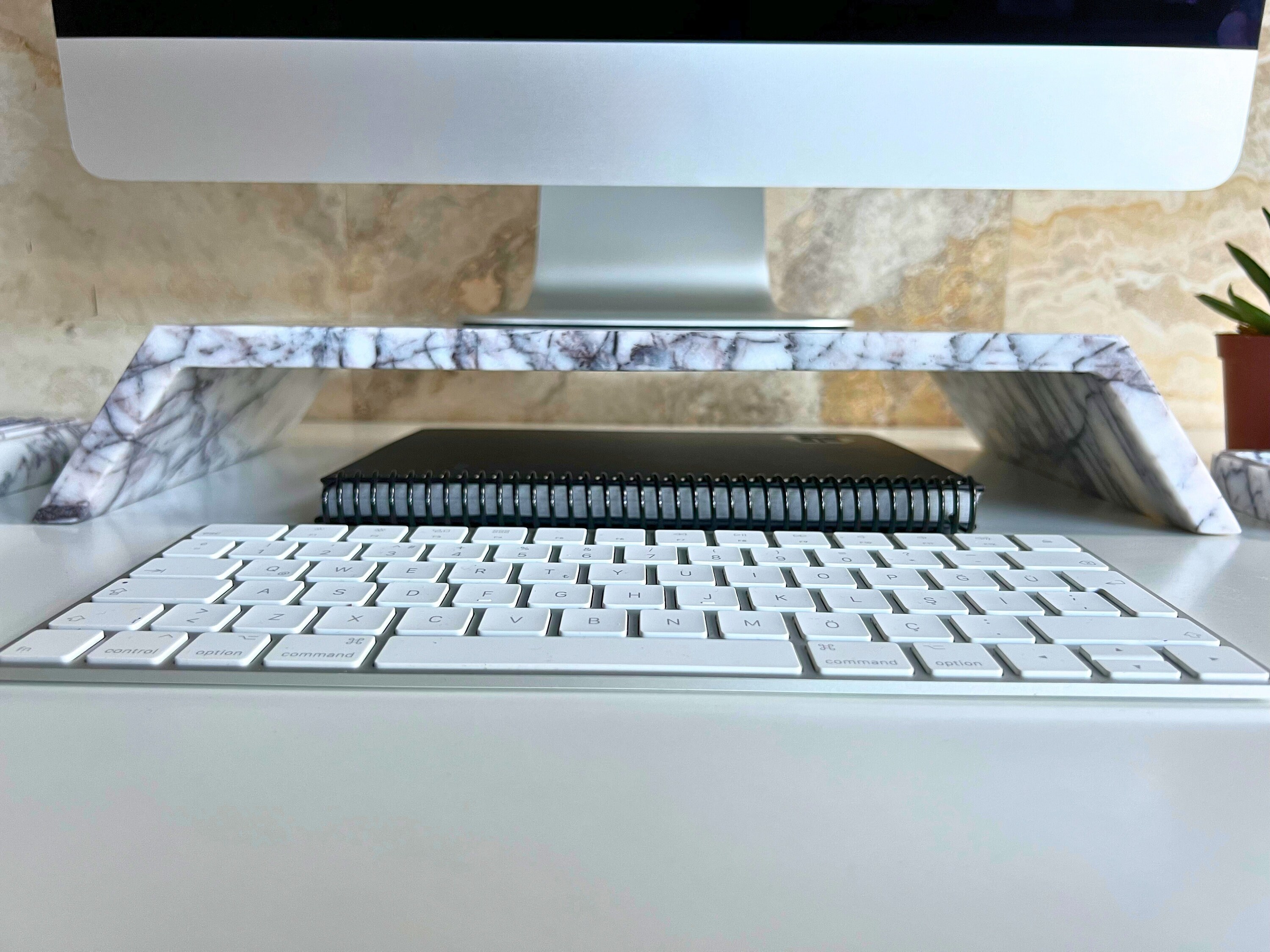 One-of-a-kind Marble Monitor Riser and Desk Organizer Set, Solid Marble ...