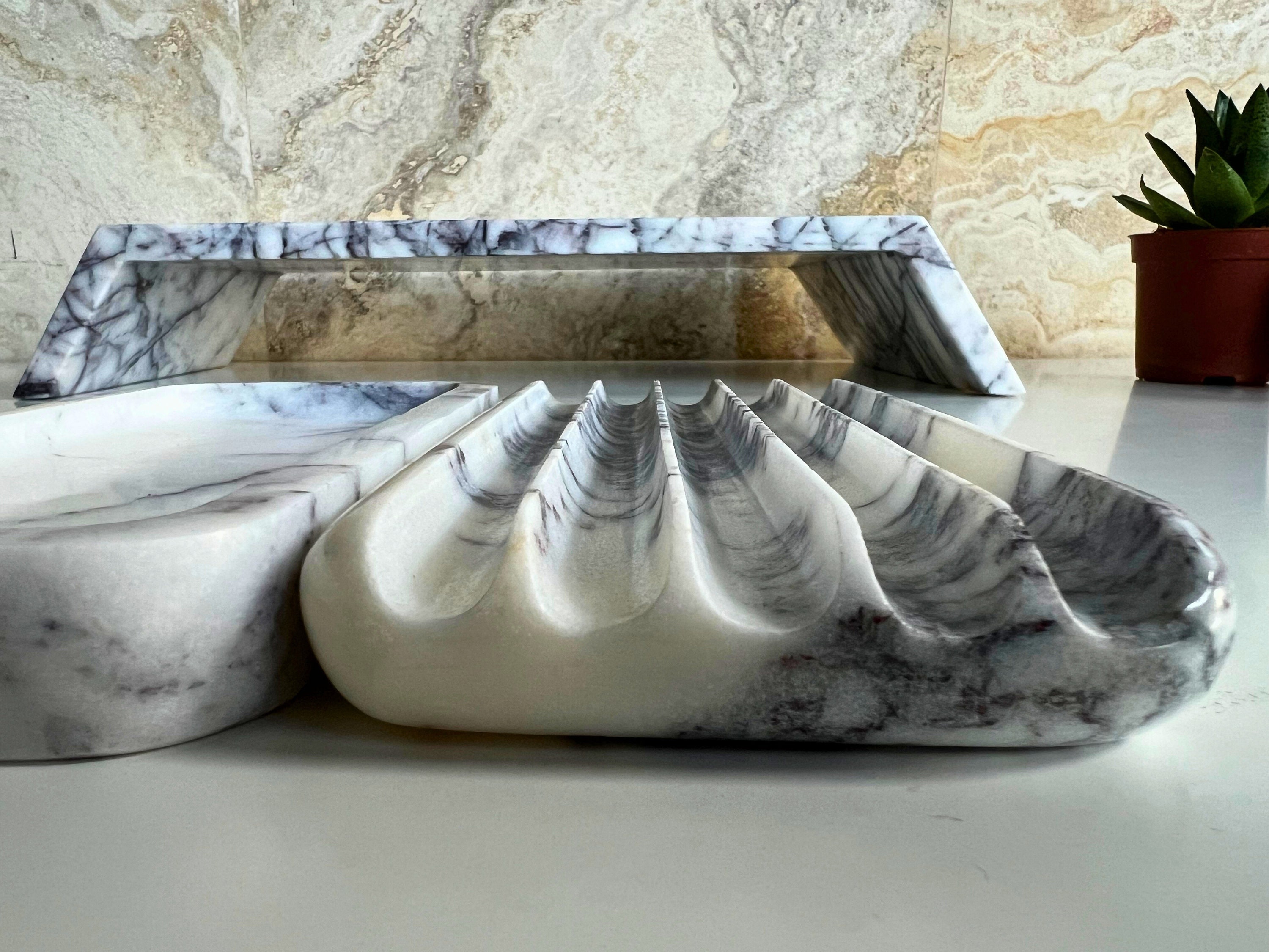 One-of-a-kind Marble Monitor Riser and Desk Organizer Set, Solid Marble ...