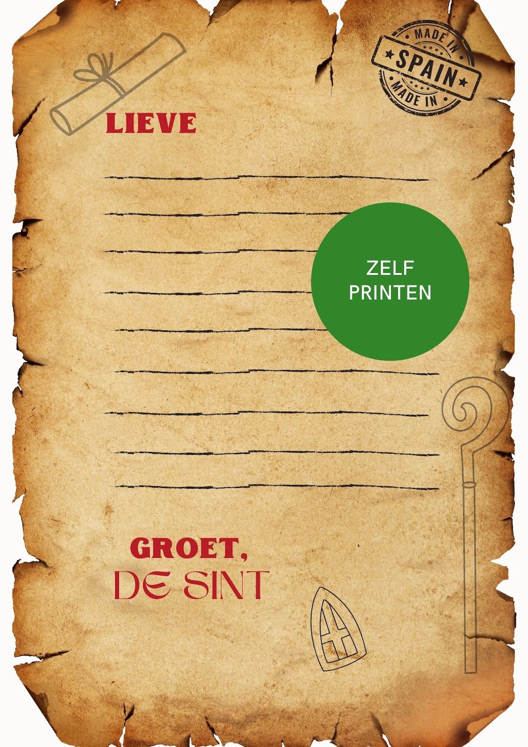 Brief Van Sinterklaas Aan Kind Sint Brief Pdf Download Etsy