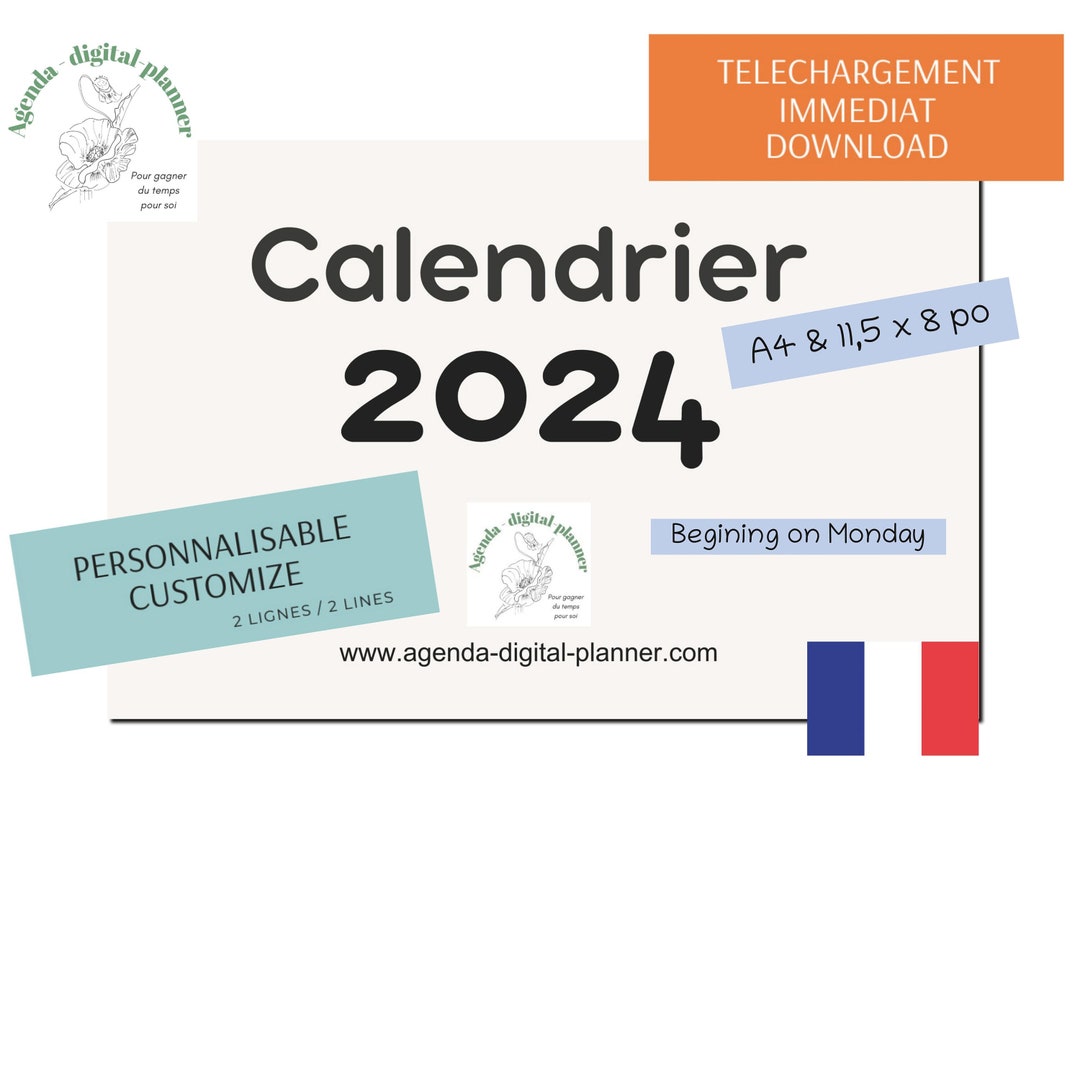 Customizable 2024 Annual Calendar Ready-to-print PDF in A4 - Etsy