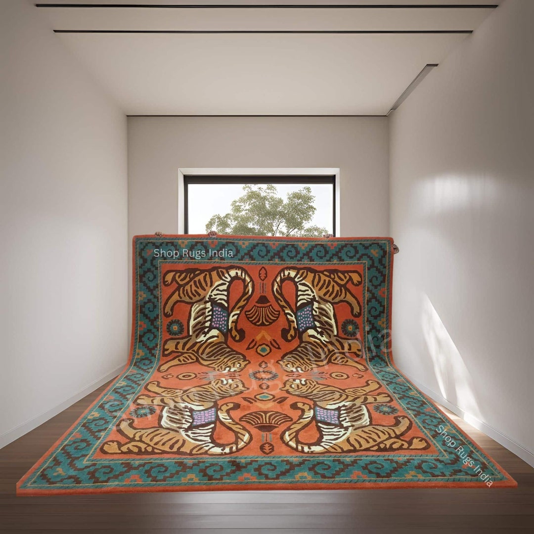 Tibetan Tiger Rug Handmade Tufted Tiger Wool Rug for Living Room ...