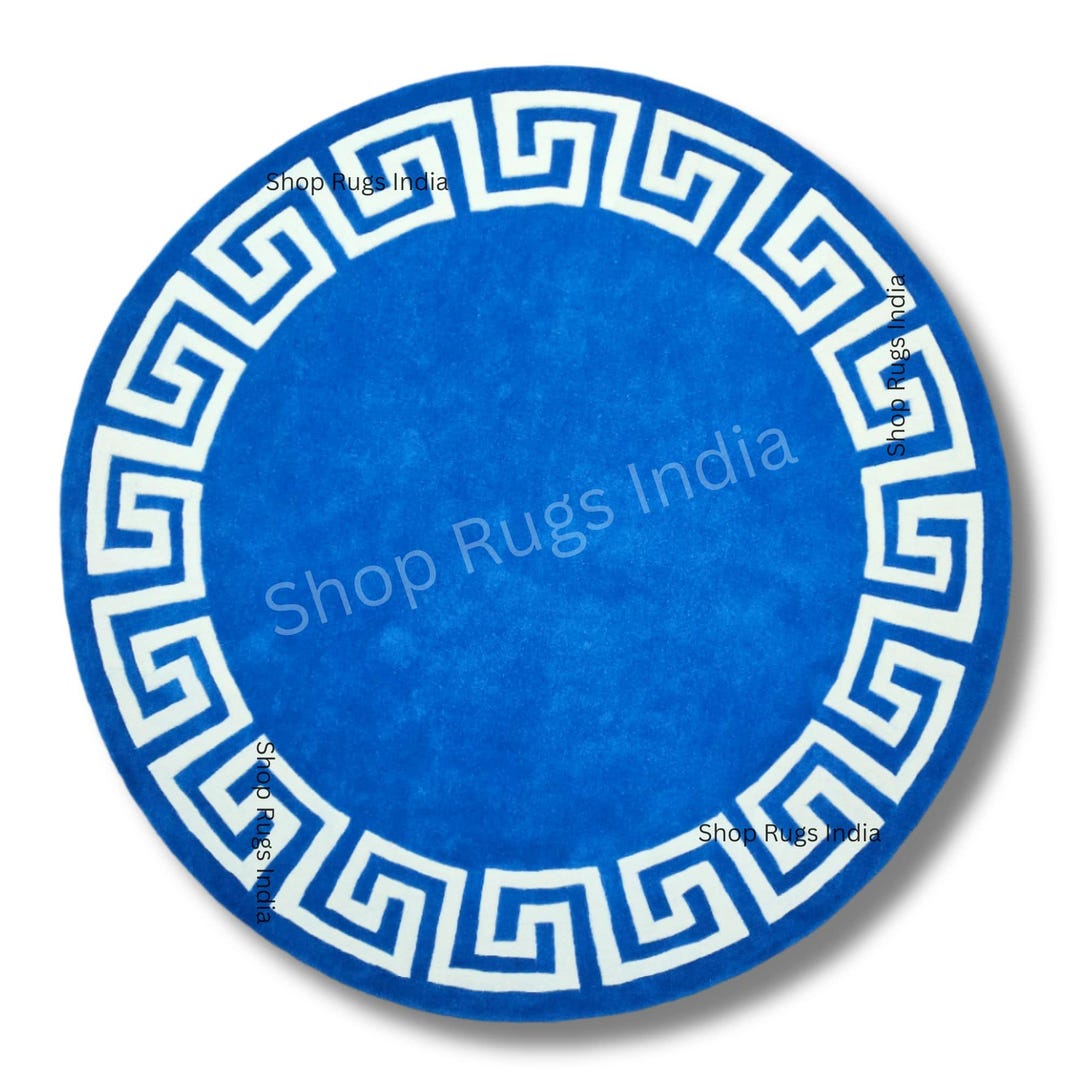 Round Tetris Border Tufted Wool Rug for Living Room Bedroom Designer ...