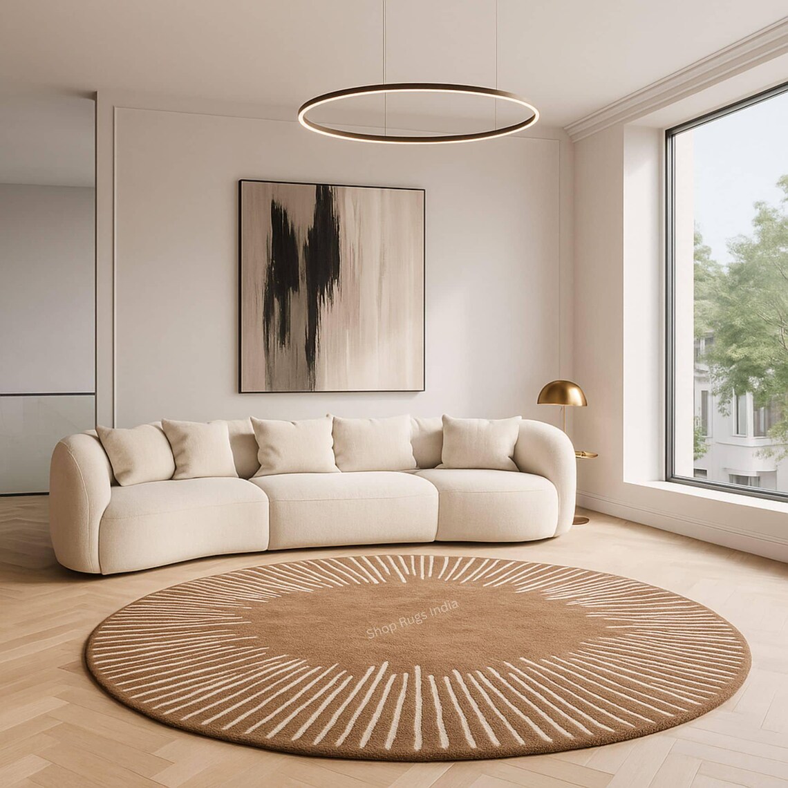 Hand Tufted Round Rug Sunburst Rug Round for Living Room, Bedroom and ...