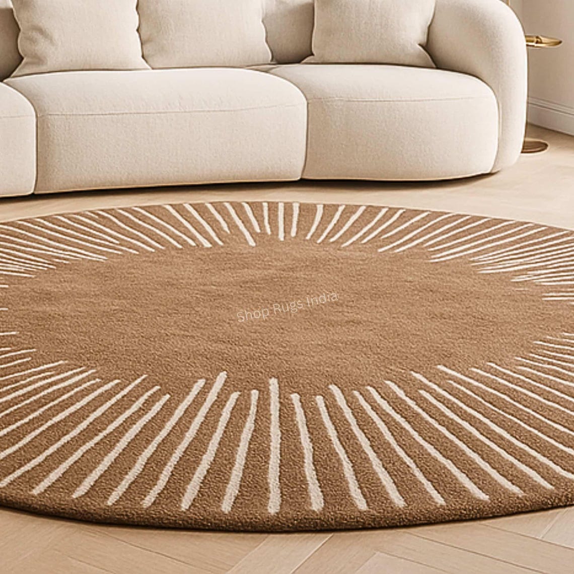 Hand Tufted Round Rug Sunburst Rug Round for Living Room, Bedroom and ...