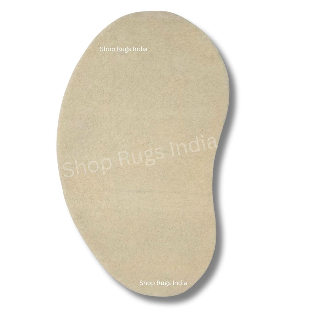 Hand Tufted Wool Rug: Beige Kidney Shape, Modern Irregular Rug - Etsy