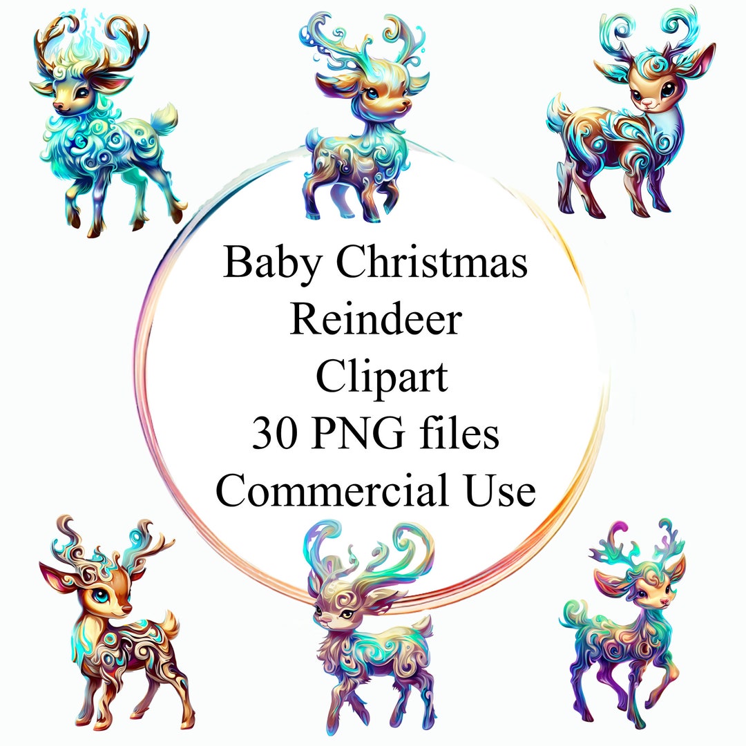 30 Baby Christmas Reindeer Clipart Instant Digital Download - Etsy