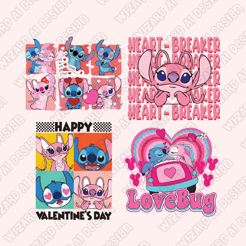 Stitch And Angel Valentines Svg Bundle Lilo And Stitch Valentines 100