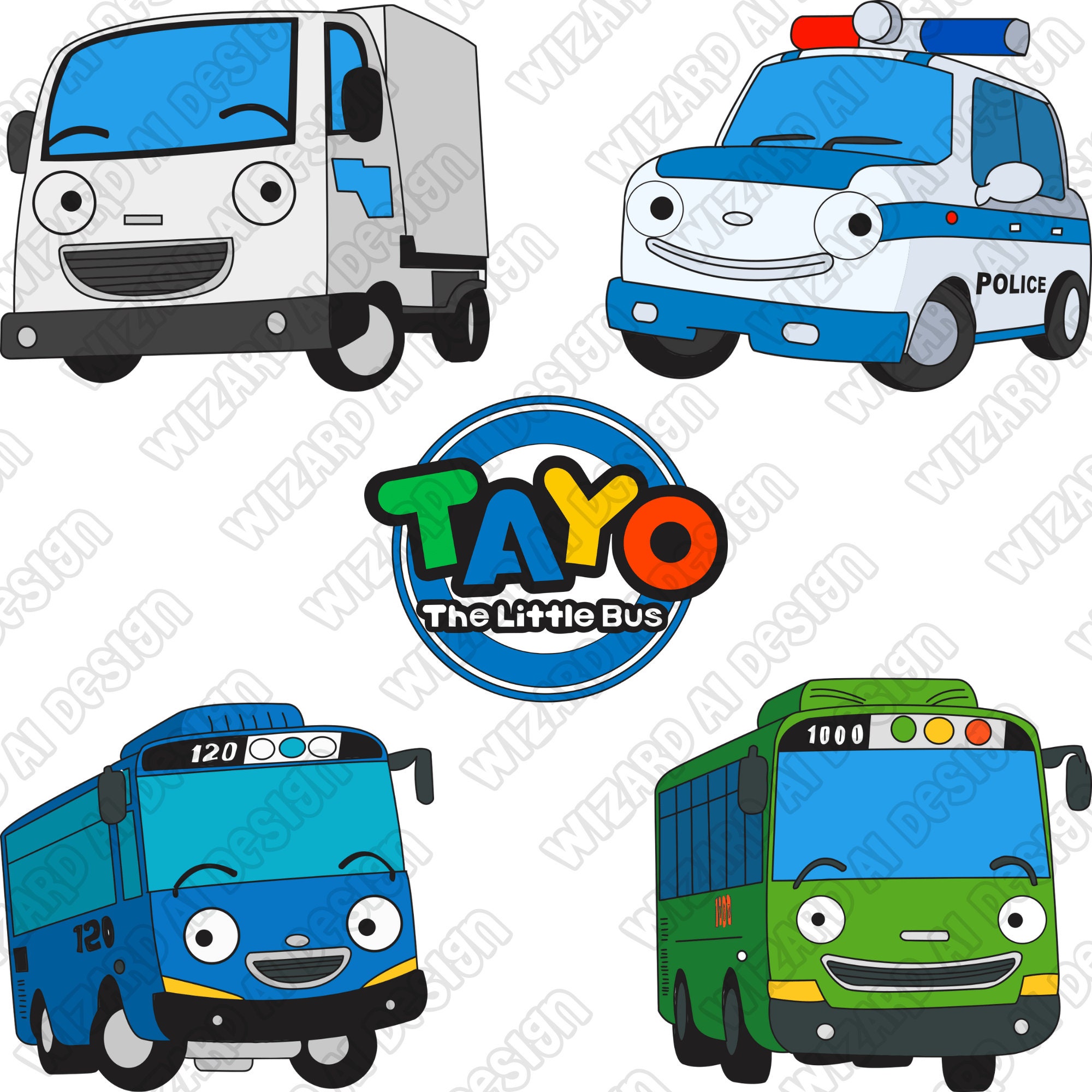 Tayo The Little Bus Svg Tayo svg png pdf Tayo el pequeño autobús topper ...