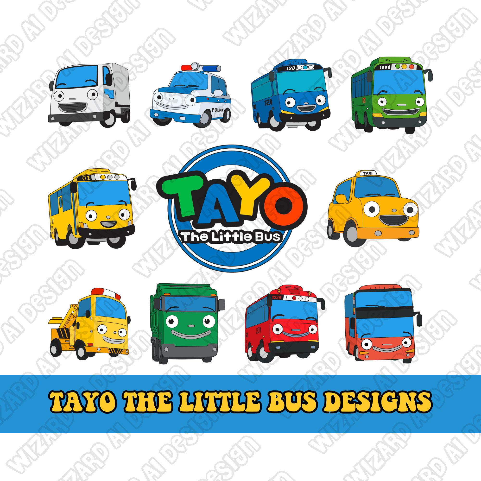 Tayo The Little Bus Svg Tayo svg png pdf Tayo el pequeño autobús topper ...