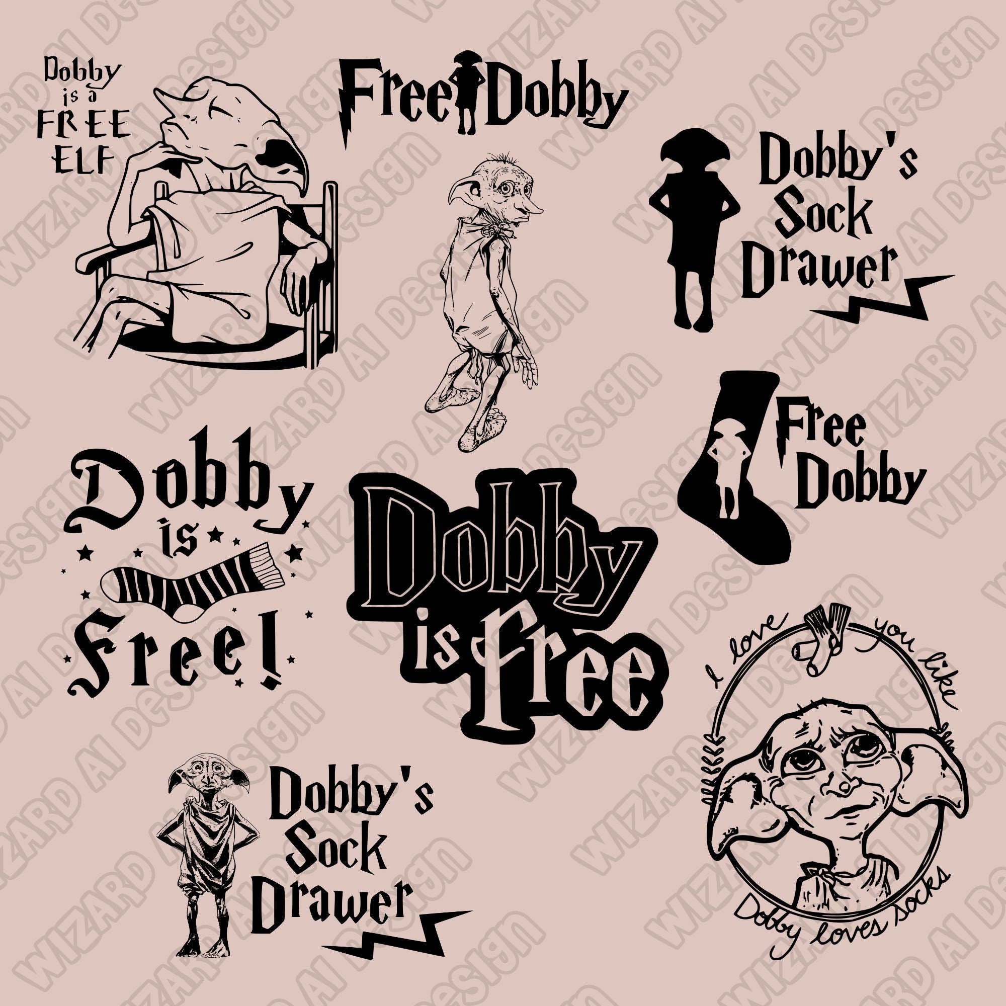 Dobby SVG Bundle Malfoy Family Elf Wizard House Svg Digital Downloads ...