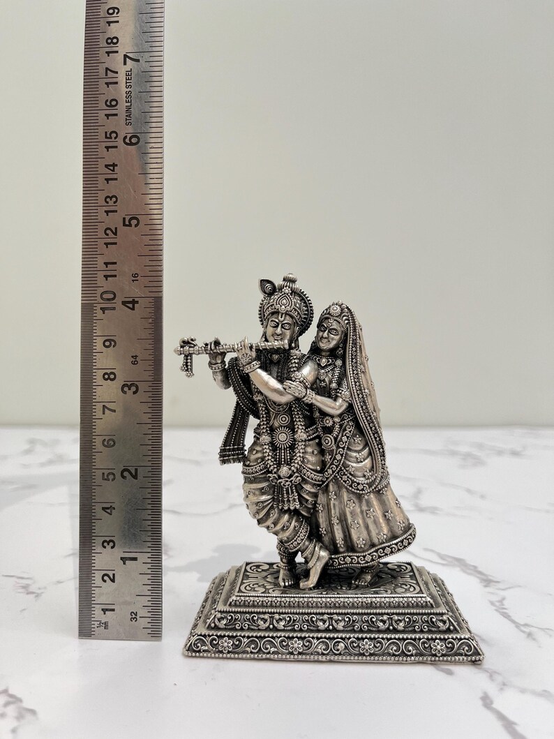 925 Sterling Silver Radha Krishna Idol Murti | Pure Silver Radha ...