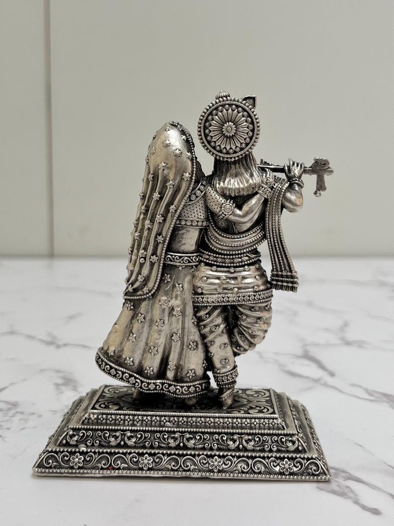925 Sterling Silver Radha Krishna Idol Murti | Pure Silver Radha ...
