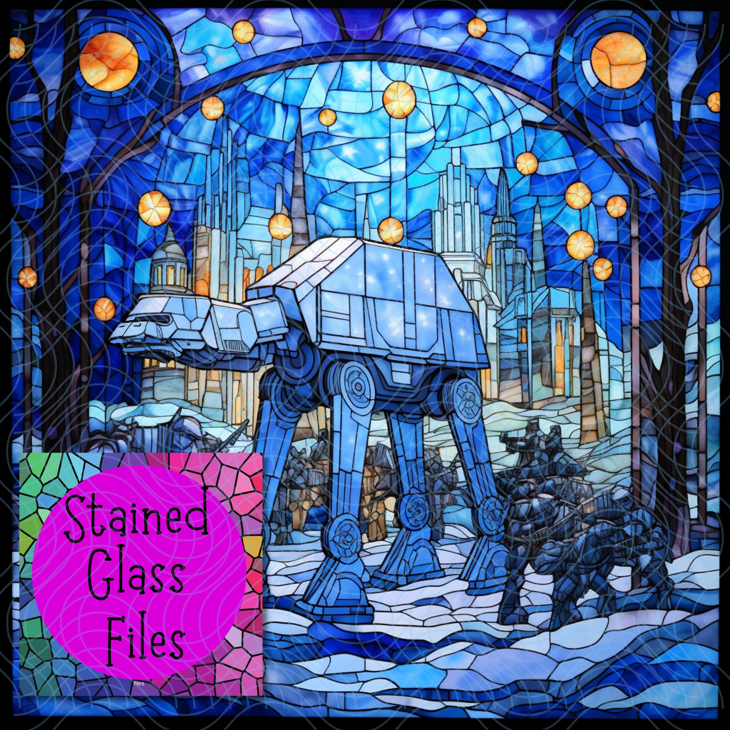43 Original Stained Glass Inspired Star Wars Square Graphics for Cards ...