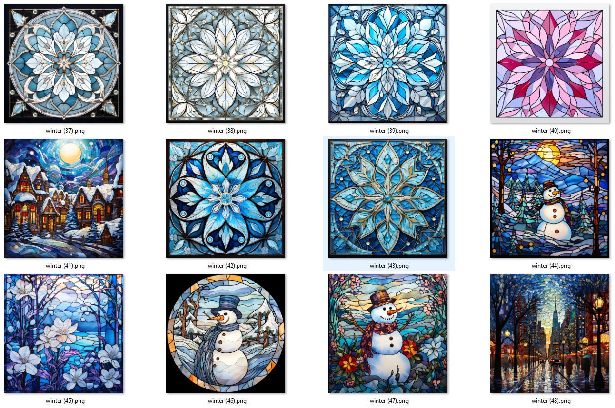 90+ Winter Stained Glass Designs for Cricut: PNG & SVG Files - Perfect ...