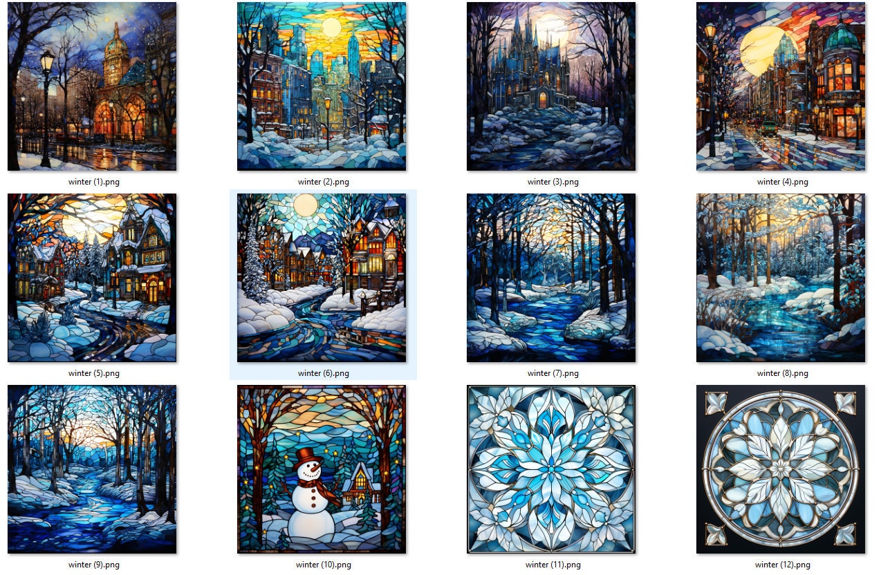 90+ Winter Stained Glass Designs for Cricut: PNG & SVG Files - Perfect ...