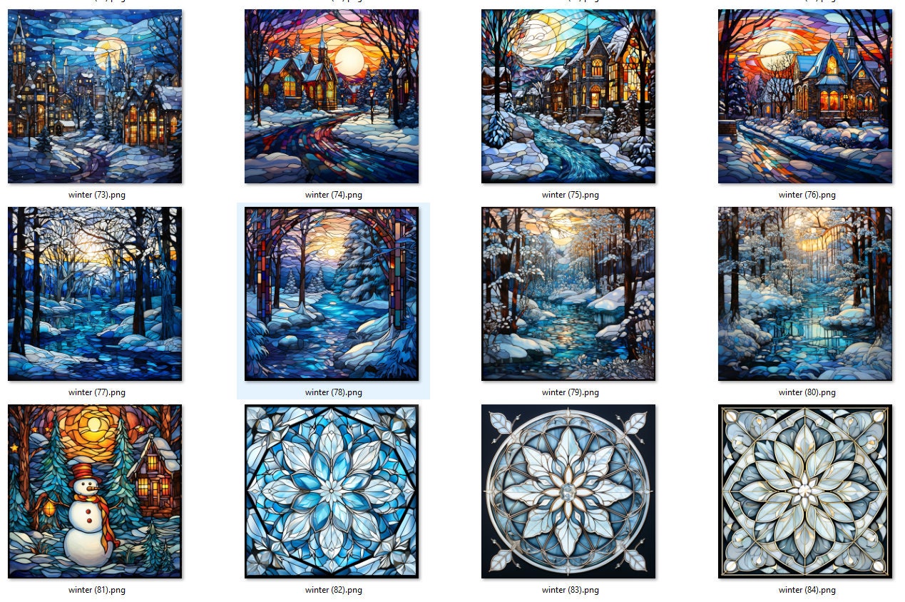 90+ Winter Stained Glass Designs for Cricut: PNG & SVG Files - Perfect ...