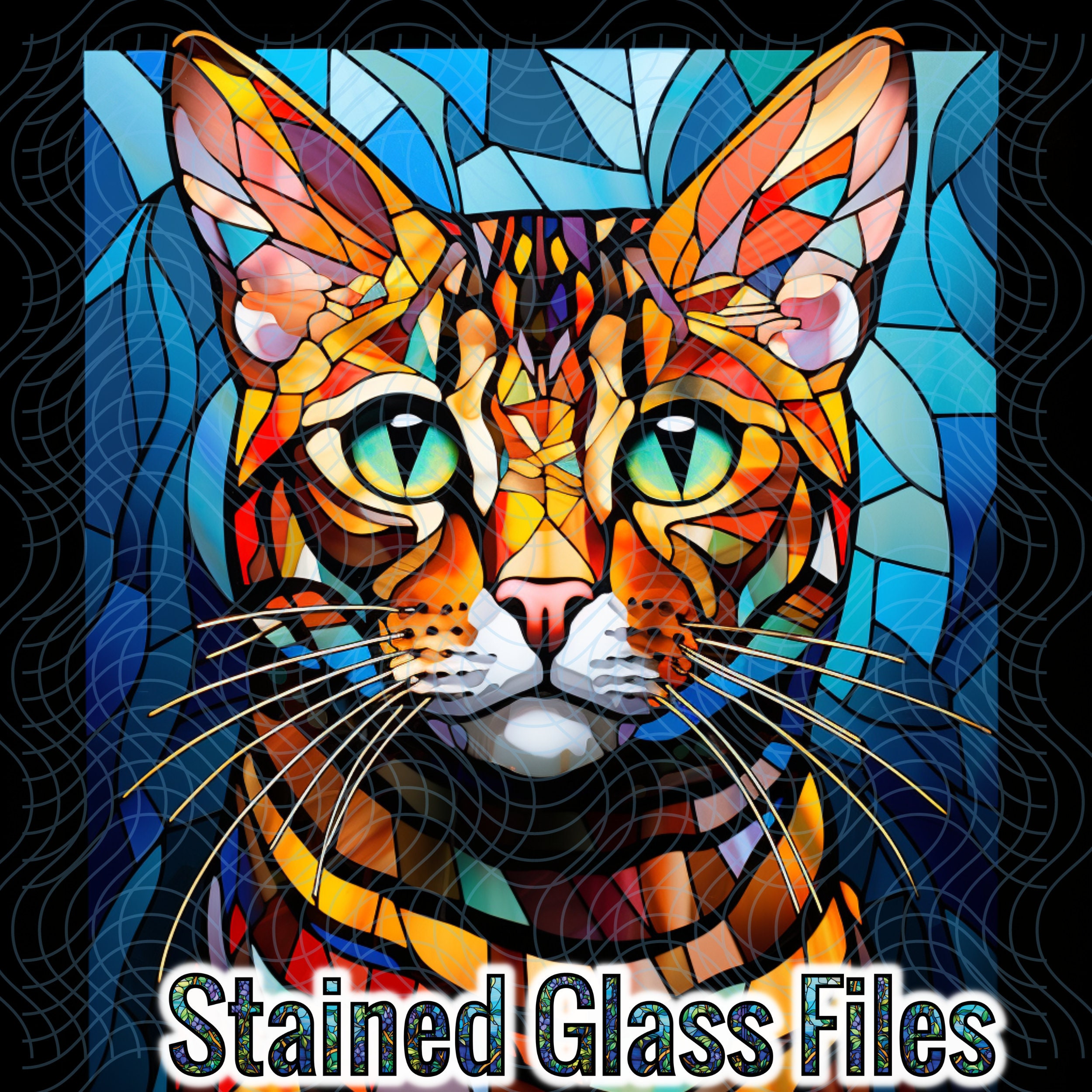 101 Stained Glass Art Cat Clipart Graphics for Cards PNG - Etsy