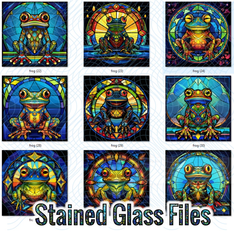 46 Stained Glass Frog PNG Square Clipart Graphics for Cards | Cricut ...