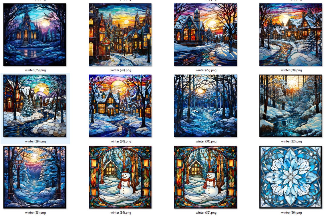 90+ Winter Stained Glass Designs for Cricut: PNG & SVG Files - Perfect ...