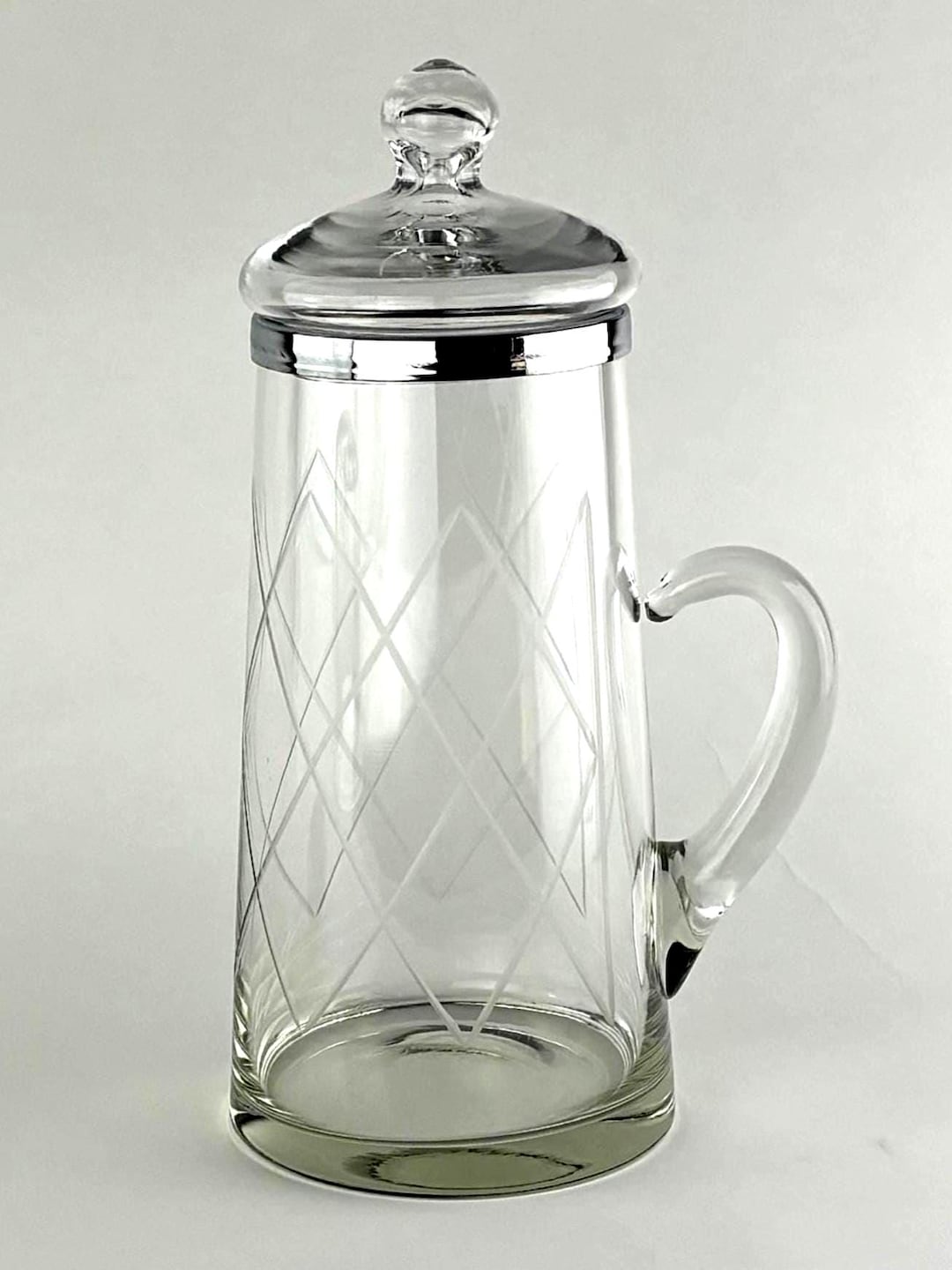 Martini Pitcher 1960s Mid-century Chrome Topped Etched Glass With Lid ...