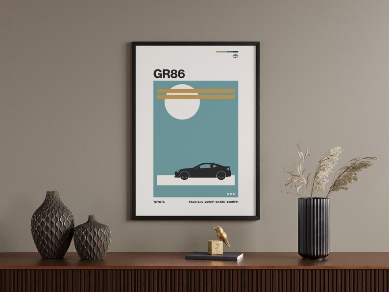 Toyota GR86 – Minimalist Mid Century Automotive Poster - Digital ...