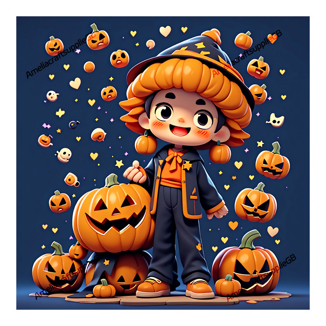 Halloween Pumpkin Boyfall Boy Clipartpumpkins Fall - Etsy
