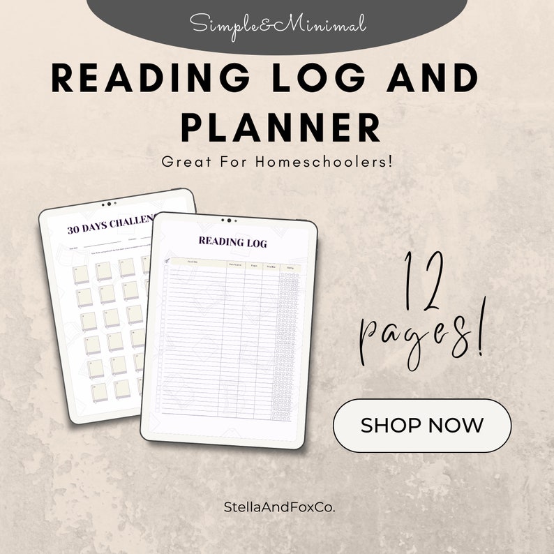 Reading Log and Planner - Etsy