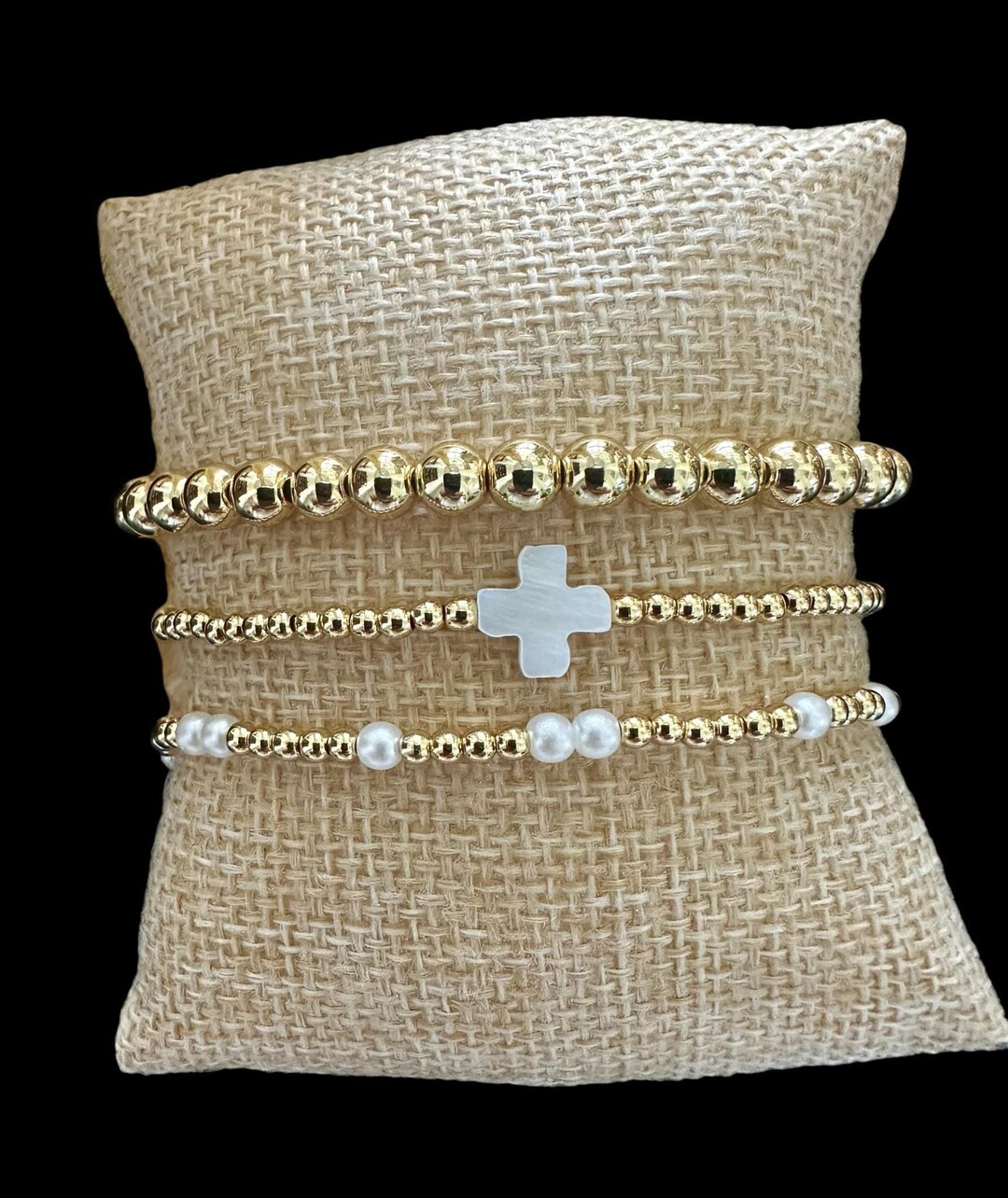 3 Piece 18K Gold Filled Designer Bracelet Stack - Etsy