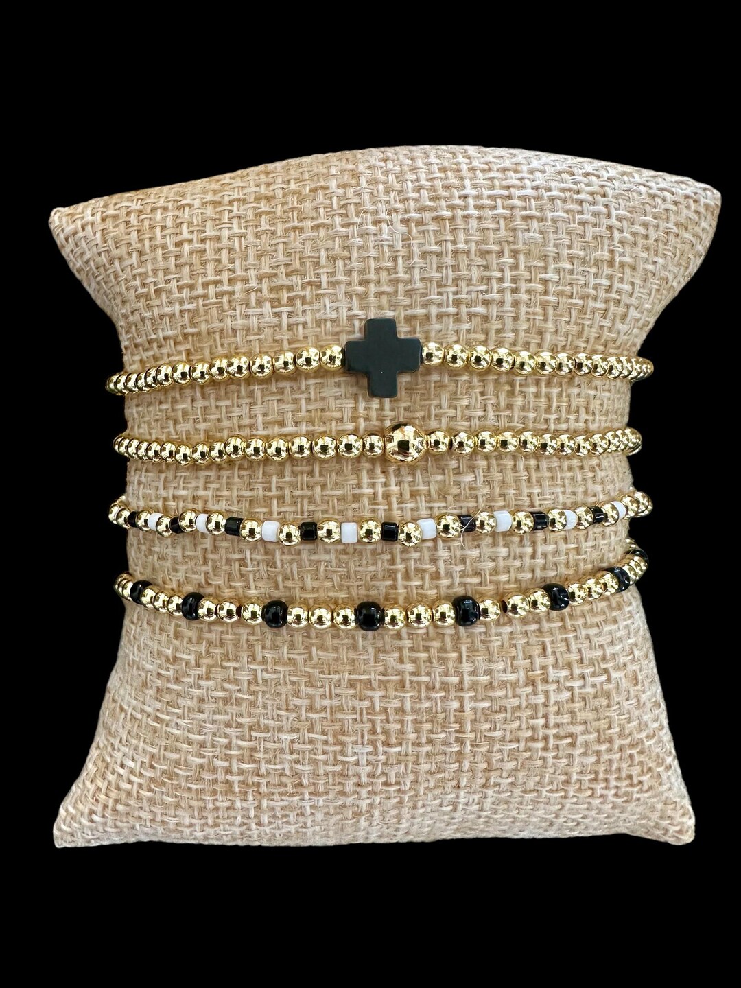 4 PC 18K Gold Filled Designer Beaded Bracelets - Etsy