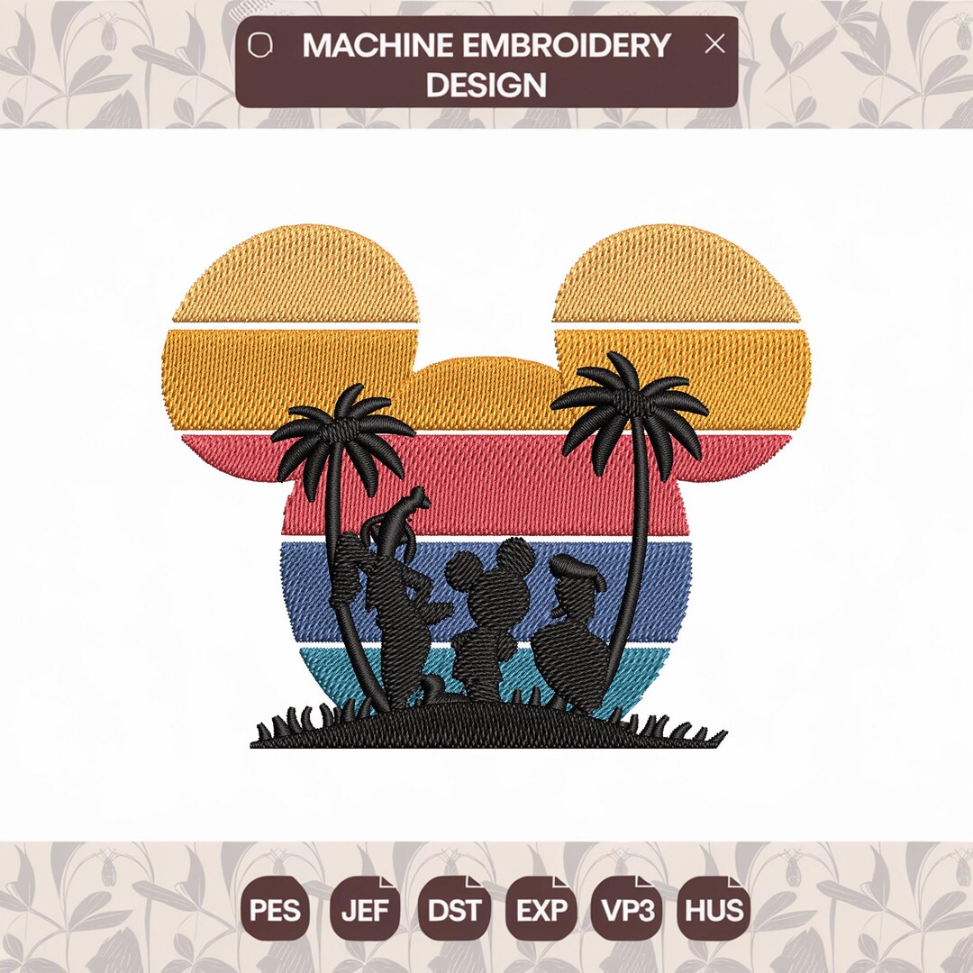 Mouse Head Embroidery Designs , Summer Vibe Machine Embroidery Files ...