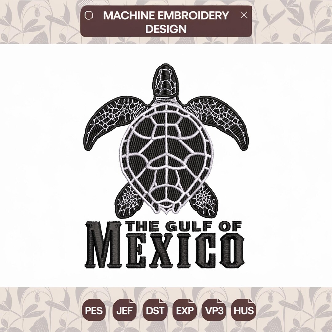Gulf of Mexico Turtle Embroidery Design, Mexico Beach File (instant ...