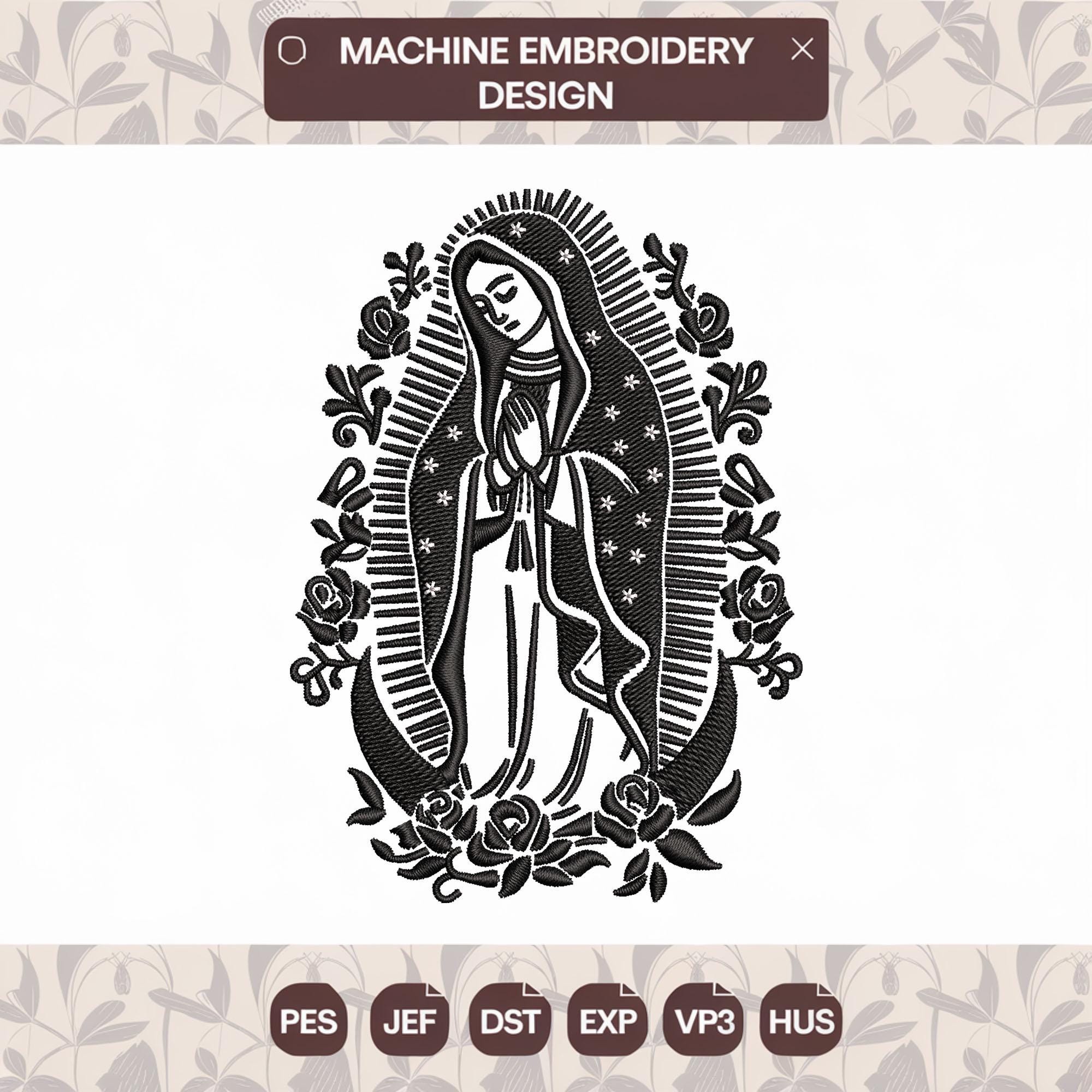 Virgin Mary Embroidery Design, Mother of Jesus, Machine Embroidery ...