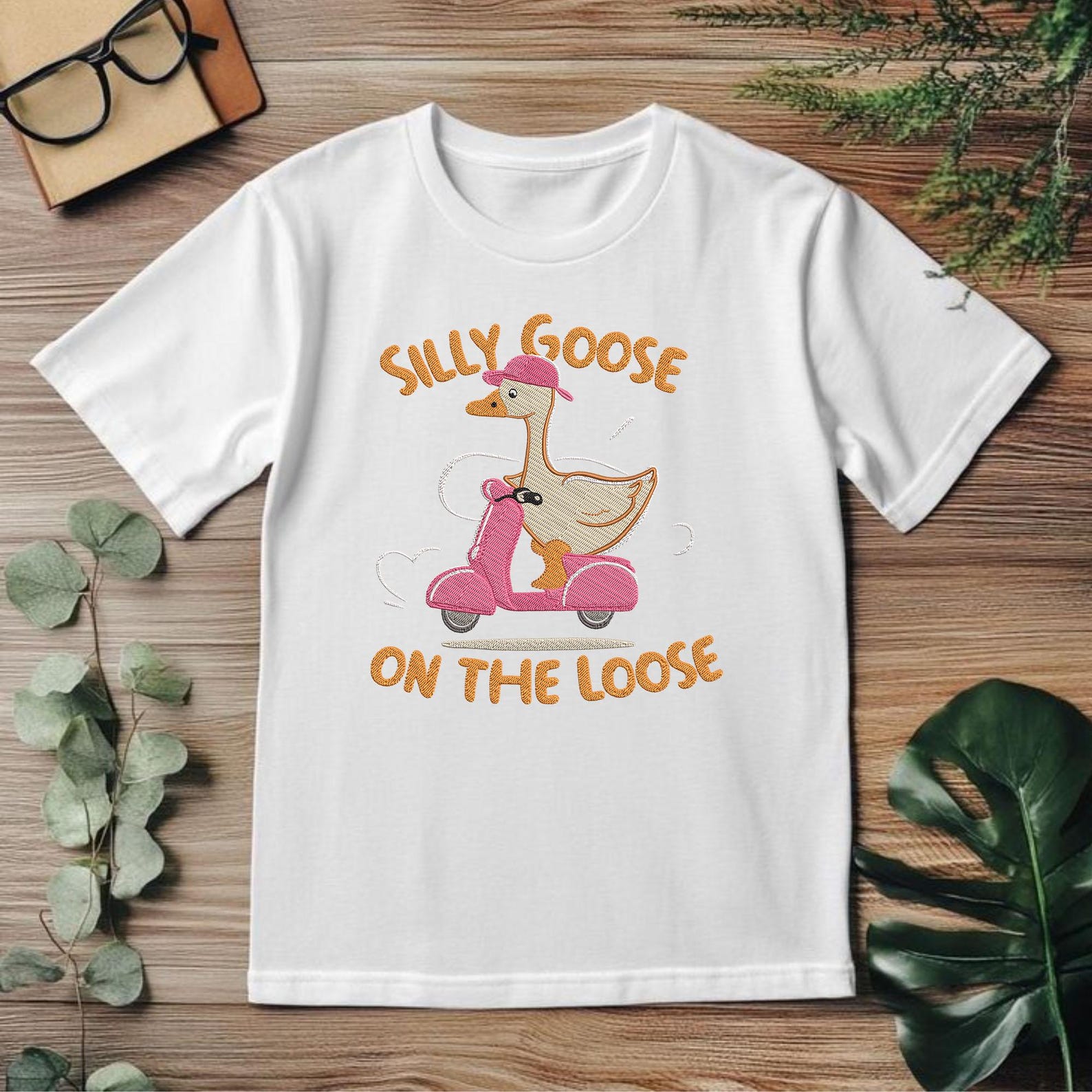 Silly Goose Embroidery Design, Funny Goose on Scooter (instant Download ...