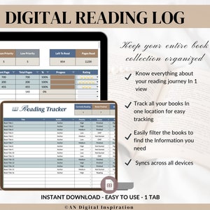 Minimalist Reading Planner Template Goal Setting Book Habit Tracker Customizable Book Tracking ...