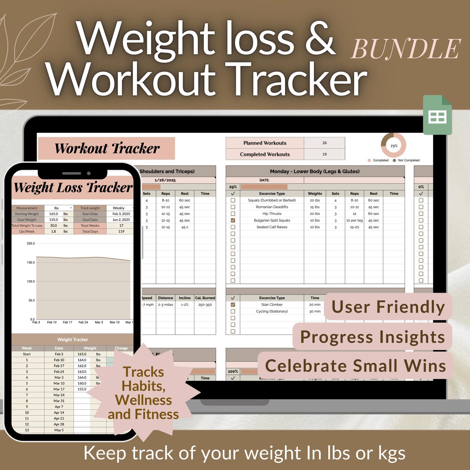 Workout Tracker Program Exercise Tracker Google Sheets Weight Training ...