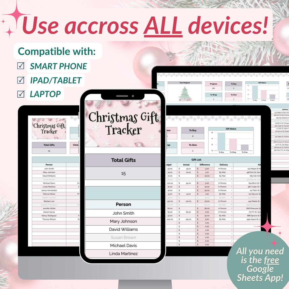 Christmas Gift Tracker Holiday Planner Digital Download Gift Organizer ...
