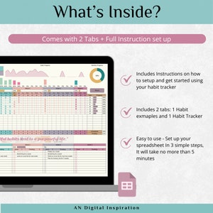 Google Sheets Monthly Habit Tracker Gift for College Student Goal ...