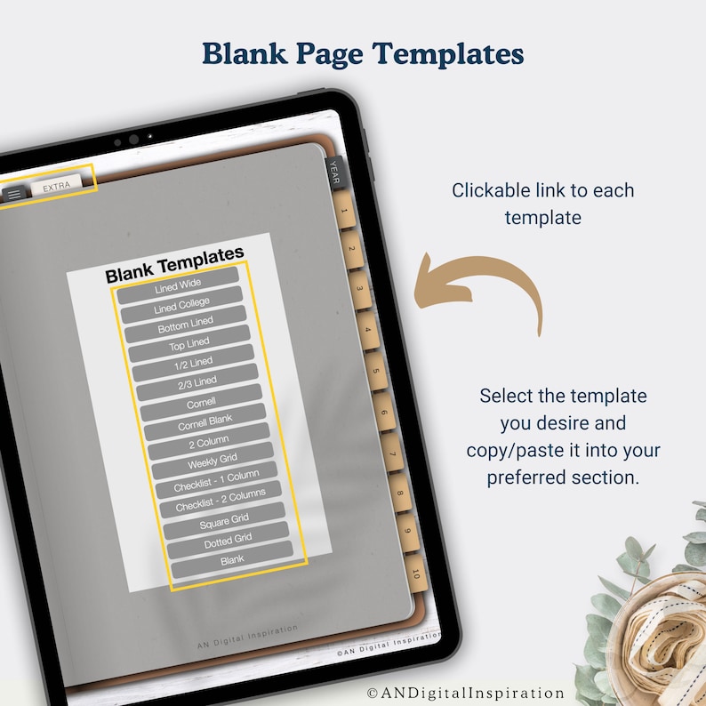 Digital Notebook With Tabs Hyperlinked Portrait Goodnotes Notebook ...