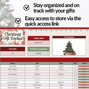 Green Holiday Gift Google Spreadsheet Budget Planner Christmas Gift ...
