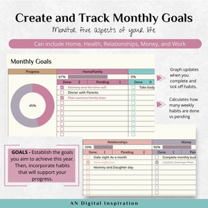 Google Sheets Monthly Habit Tracker Gift for College Student Goal ...