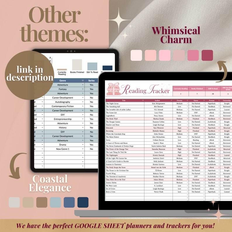 Digital Reading Tracker Spreadsheet | Book Log, TBR List, Genre Tracker ...