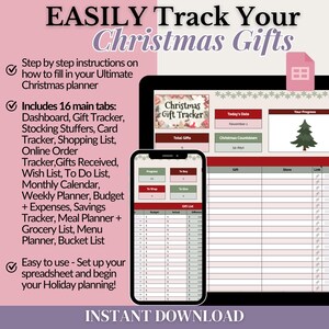 Christmas Organizer Digital Google Sheets Planner Gift Tracker Budget ...
